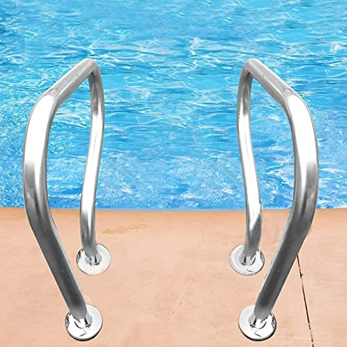 ANSNAL Swimming Pool Handrails, Stainless Steel Spa Stair Handrails 3-Bend Swimming Pool Safety Handrails for Garden Backyard Pools, Easy to Instal