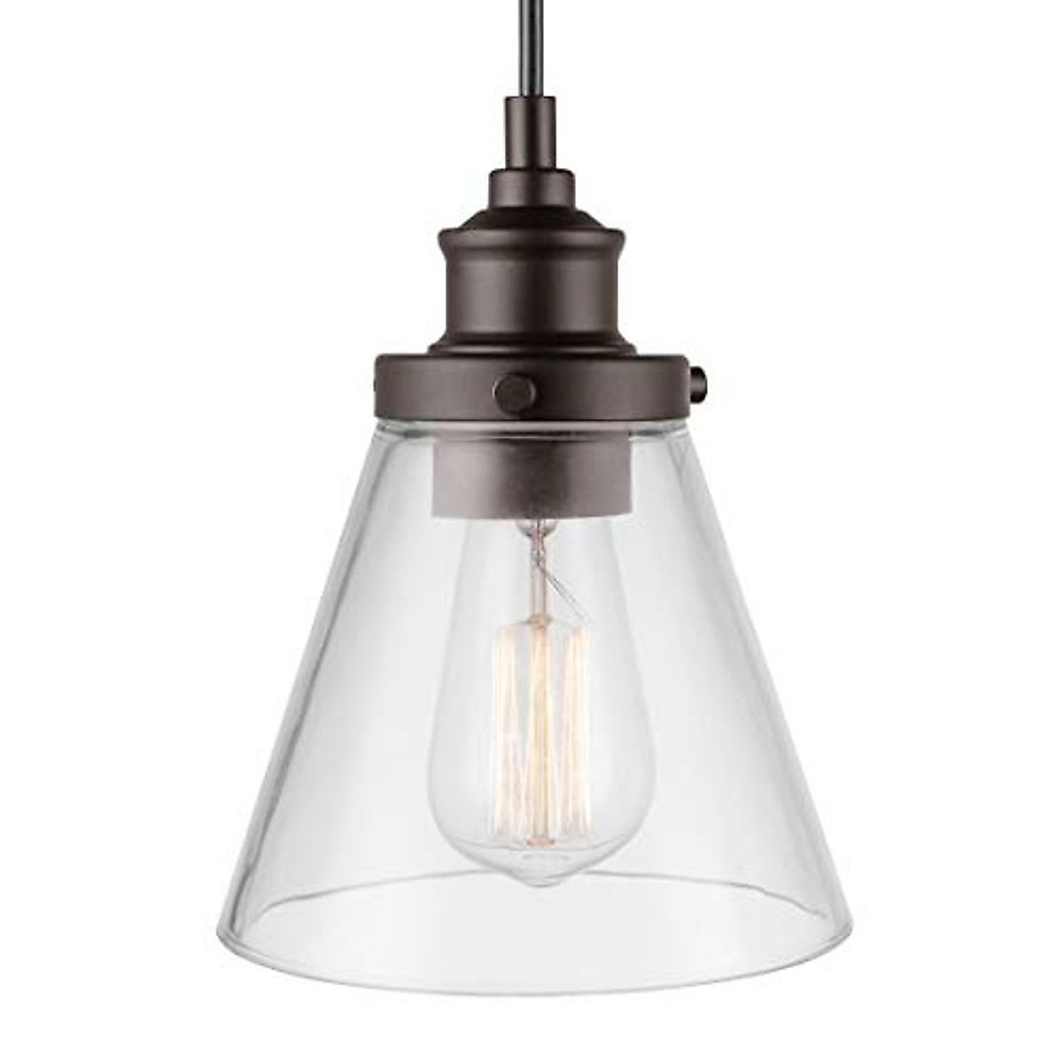 Globe Electric 61038 Jackson 3-Light Pendant, Dark Bronze, Clear Glass Shade, Bulbs Included