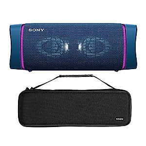 Sony SRSXB33 Extra BASS Bluetooth Wireless Portable Waterproof Compact Speaker (Blue) Bundle with Knox Gear Hardshell Travel and Storage Case (2 Items)
