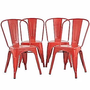 Metal Dining Chairs Set Of 4 Indoor Outdoor Chairs Patio Chairs 18 Inch Seat Heigh Kitchen Chairs Tolix Side Bar Chairs Trattoria Metal Chairs Restaurant Chair 330LBS Weight Capacity Stackable Chair