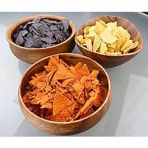 PACIFIC MERCHANTS Acaciaware Acacia Wood 10" x 4" Round, Sustainable, Eco-Friendly, Salad Bowl with Salad Servers, Wooden Salad Bowl