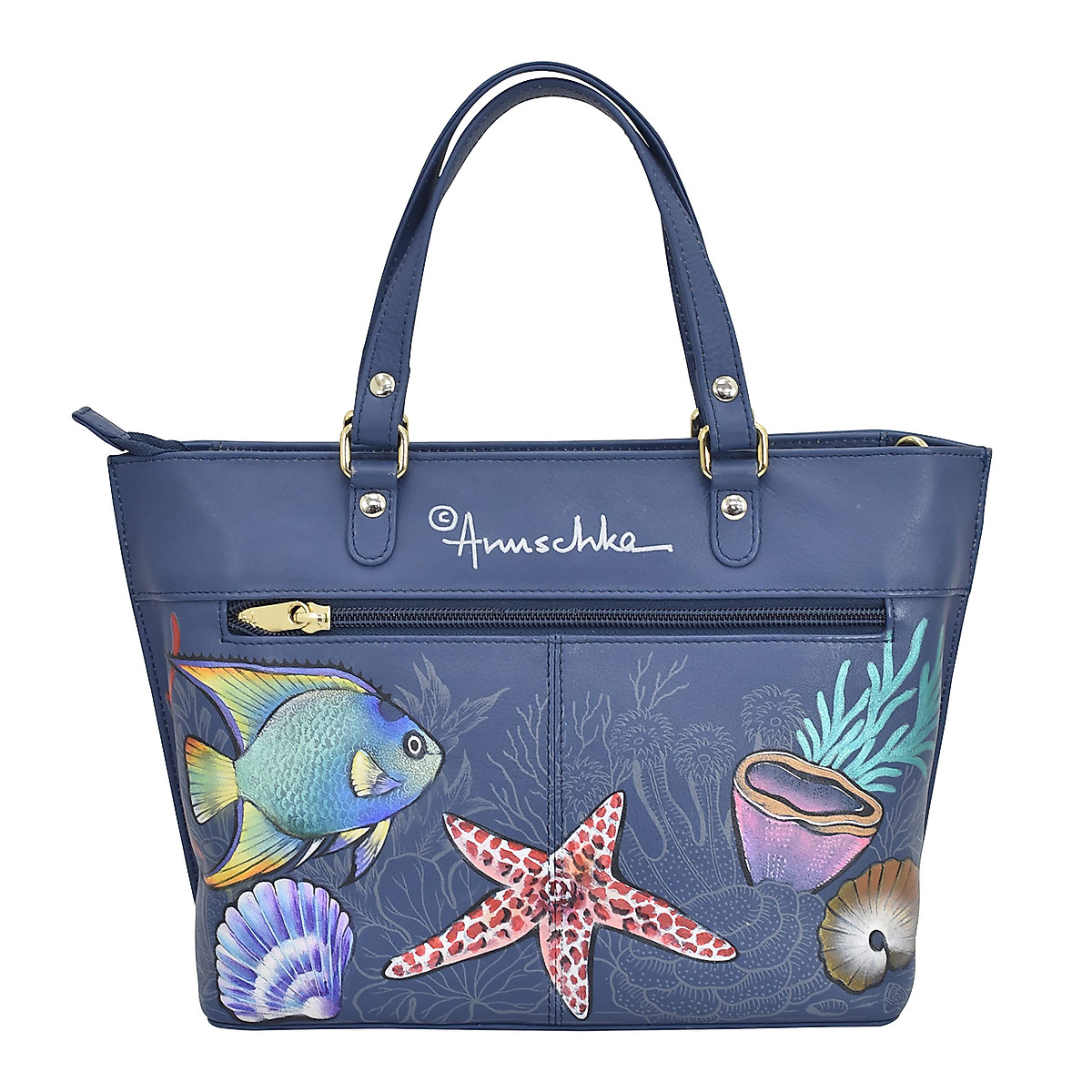 Anuschka Women’s Hand Painted Genuine Leather Medium Tote - Mystical Reef