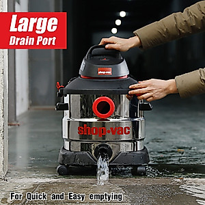 Shop-Vac 5989400 8 Gallon 6.0 Peak HP Wet/Dry Vacuum + 1-1/4" Round Brush 2 Pack…