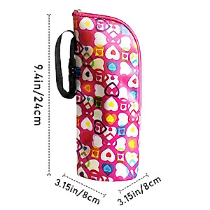 Rolin Roly 2 Pack Bottle Cooler Bag Baby Bottle Organizer with Strap Baby Thermal Insulated Bags Portable Multipurpose Breastmilk Tote 8 x 8 x 24cm (Love + wave)