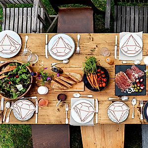 DYLIVeS Rose Gold Foiled Diamond Napkins, Diamond Shape Cocktail Paper Party Napkins Disposable for Baby Shower, Luncheon, Bridal Shower Birthday Party Supplies Decoration, 6.5 Inch (Pack of 50)