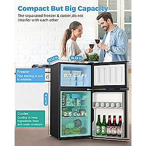 Bodare Mini Fridge with Freezer Quiet: 3.2 Cu.Ft Mini Refrigerator with 2 Doors - Small Refrigerator Energy-Efficient Compact Refrigerator - Small Fridge for Bedroom Dorm Office Apartment (Champagne)