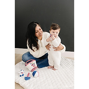 Genius Baby Toys American Flag Toy and USA Plush Playset - My 1st 4th of July Baby Toys - Soft Plush Sand Bucket with 4 Sensory Infant Toys - Fun Beach Toy - Perfect for Small Hands