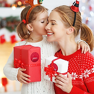 500 Pieces Merry Christmas Stickers Labels for Envelopes 1.5 Inch Joy Peace Love Red Christmas Foil Seal Stickers Roll Holiday Stickers Xmas Labels Roll for Greeting, Sealing, Gifting, Gift Decor