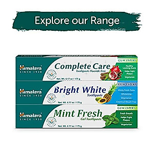 Himalaya Complete Care Toothpaste, Fluoride Free to Reduce Plaque and Brighten Teeth, 6.17 Oz