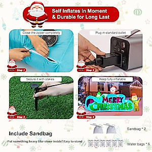 10 FT Christmas Inflatable Decoration - Merry Christmas Banner with Santa Gingerbread Man Tree, Blow Up Outdoor Yard Christmas Inflatables with 8 LED Lights for Party Holiday Lawn Winter Decor(1 Pack)