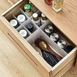 xiclass 15pcs Drawer Dividers Adjustable Drawer Storage Organizer for Clutter Kitchen Cutlery Dresser Makeup Tools Socks Can Help Tidy Office Desk Clinic Bedroom (White, 38cmx11cm)