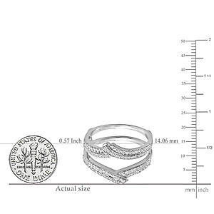 Dazzlingrock Collection 0.32 Carat (Cttw) Round White Diamond Enhancer Guard Anniversary Ring for Women in 10K White Gold Size 9.5