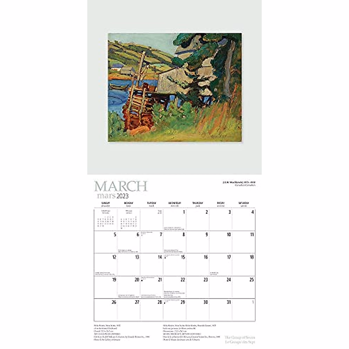 The Group of Seven AGO | 2023 12 x 24 Inch Monthly Square Wall Calendar | English/French Bilingual | Wyman Publishing | Painting Art Gallery Images