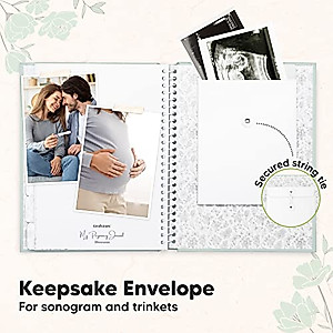 Pregnancy Journal, Pregnancy Announcements - 80 Pages Hard Cover Pregnancy Book For Mom To Be Gift - Pregnancy Gifts For New Moms - First Time Expecting Mom Gift - Baby Album And Memory Book (Sage)