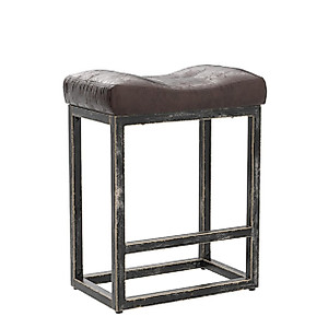 Flysky Counter Height Bar Stools Set of 2, 24 inch Saddle Stool PU Leather Barstools with Metal Base, Footrest, Tall Bar Stool for Dining, Kitchen Island, Coffee, Pub(2PC, 24INCH)