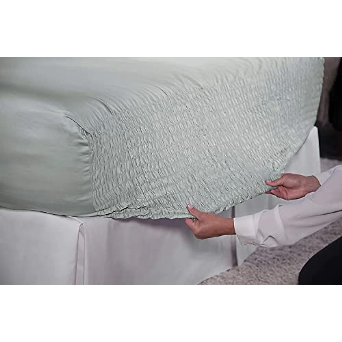 BEDTITE ABSOLUTELY FITTING Cotton Rich 500 Thread Count, King Size Set with Deep Pocket 7” to 20” Fitted Sheet, Flat Sheet and 2 Pillow Cases, Sage