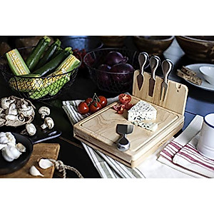 TOSCANA - a Picnic Time brand Asiago Cheese Board and Knife Set, Charcuterie Board Set, Wood Cutting Board with Cheese Knives, (Parawood)