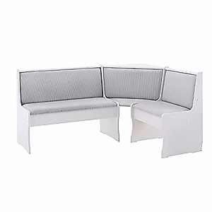 Riverbay Furniture Wood Storage Nook Dining Set in White and Gray