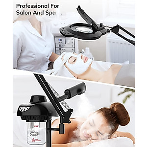 TASALON 2-in-1 Professional Facial Steamer, Hot Ozone Face Steamer for Facial with 5X Magnifying Lamp, Esthetician Steamer for Salon Beauty and Spa Shop, Skin Care Equipment with New Upgrade Wheels