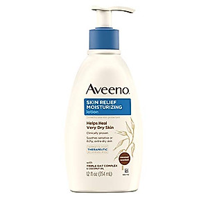 Aveeno Skin Relief Moisturizing Lotion with Scent Triple Oat Complex Dimethicone Skin Protectant for Sensitive ExtraDry Itchy Skin, Coconut, 12 Fl Oz