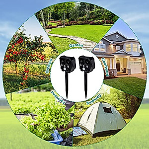 Solar Powered Ultrasonic Animal Repellent Waterproof Cat Repellent with Motion Detector Squirrel Repellent Bird Deterrent Devices Outdoor Solar Deer Repellent Devices for Outdoor (Black, 2 Pcs)