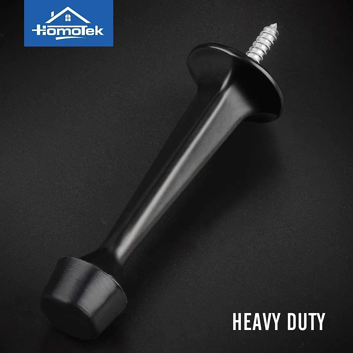 HOMOTEK 6 Pack Heavy Duty Solid Rigid Door Stop with Soft Rubber Tip, Zinc Die Cast Door Stopper Protect Wall & Door, Black