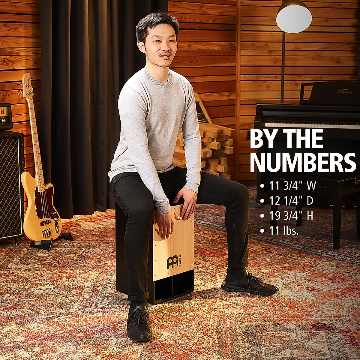 Meinl Subwoofer Bass Cajon Box Drum with Internal Snares - NOT MADE IN CHINA - American White Ash Playing Surface, 2-YEAR WARRANTY (SUBCAJ1AWA)