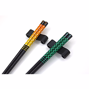 Anime Sticks - Tanjiro & Zenitsu Set of 2 Fiberglass Chopstick Pairs with Stands - 24cm Long