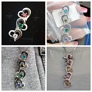 ALBERTBAND Christmas Gifts for Mom Personalized Heart Necklaces for Mother 3 Birthstone Necklaces for Women Mom Necklace Custom 3 Name Necklace Gifts for Grandmother