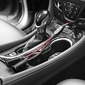 [Upgraded Version] Electop 1 to 2 Car Cigarette Lighter Splitter Adapter Power Charger Port, 12V 24V Plug Socket 2-Way Splitter Y Adapter, 10 inch Cigarette Lighter Extension Cord 16AWG with 15A Fuse