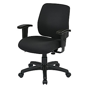 Office Star Deluxe Adjustable Office Task Chair with Ratchet Back Height Adjustment and Thick Padded Seat, with Arms, Coal FreeFlex