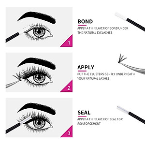 FADLASH Lash Bond and Seal 10ml Individual Lashes Glue and Seal Super Strong Hold DIY Lash Extension Kit Hold 48-72 Hours Waterproof Cluster Lash Glue Eyelash Extension Kit