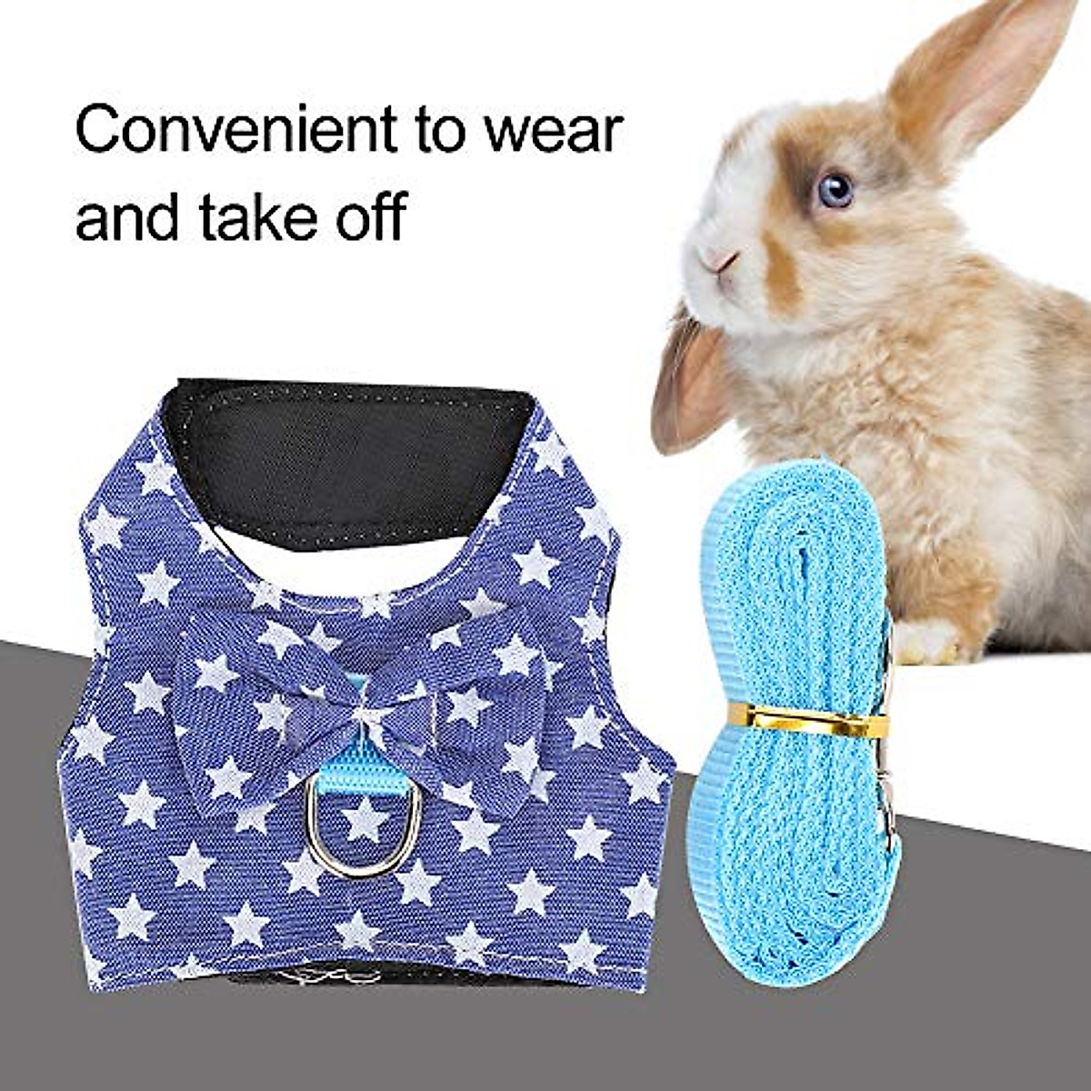 TOPINCN Rabbit Harness with Lead Set Cute Bow Tie Vest Harness Adjustable Pet Chest Walking Harness for Bunny Hamster Ferret and Small Animals(S)
