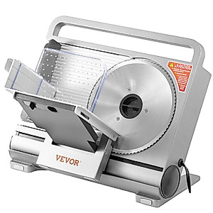 VEVOR Meat Slicer, 45W Electric Deli Slicer with Two 7.5" Stainless Steel Removable Blade, 0-15 mm Adjustable Thickness for Home Use, Child Lock Protection, Food Slicer Machine for Meat Cheese Bread
