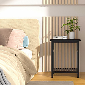 WTZ Nightstand, End Table, Bamboo Night Stand Bedside Table, Side Table for Bedroom Living Room Lounge, Space Saving, Easy to Assemble, NS-537 (1 Pack, Black)