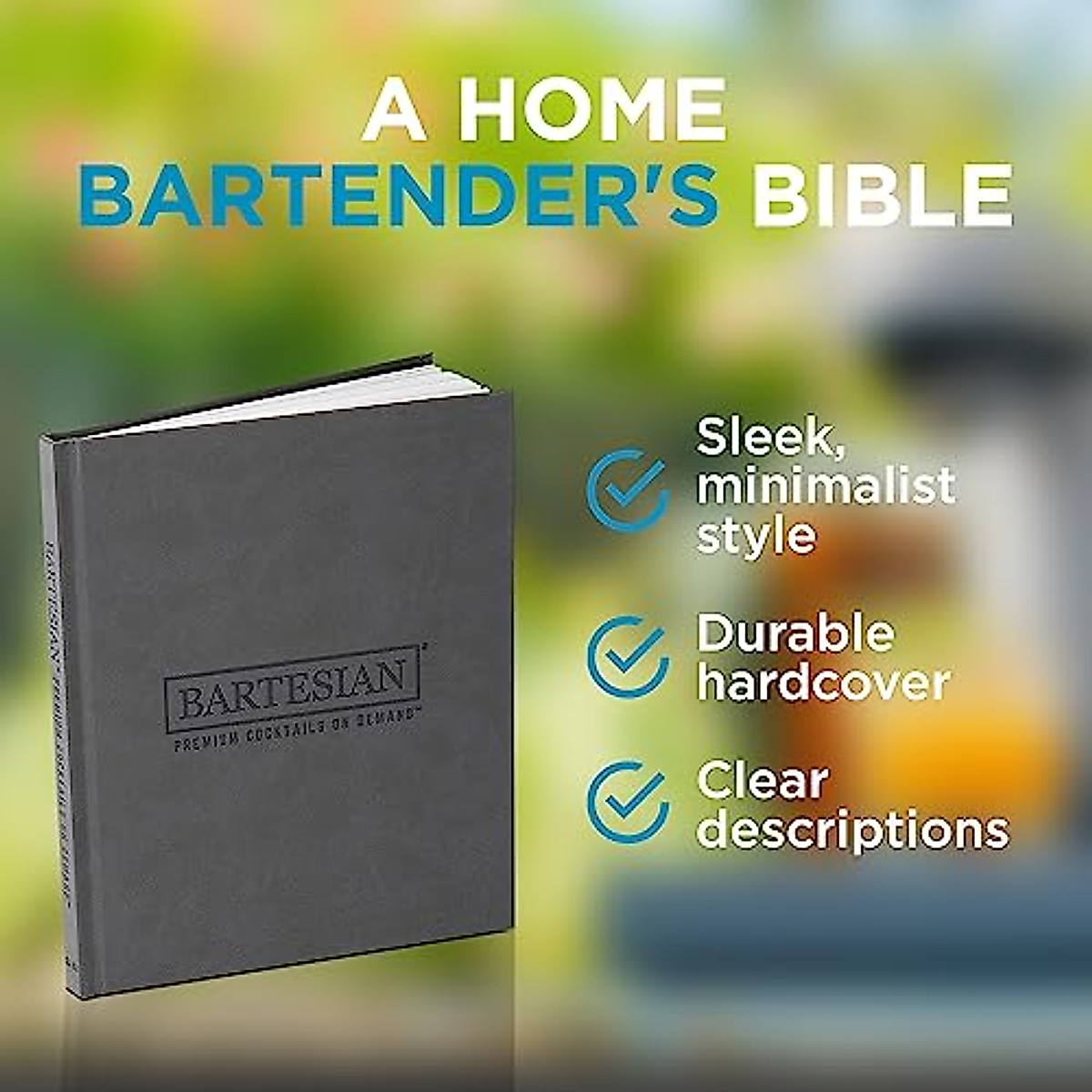 Bartesian Cocktail Menu Book - 2023 Mixed Drinks Recipe Bartender Book with Pictures and Recipes of All Cocktails - Mixology Bartending Book Elevates Home Bar Aesthetic