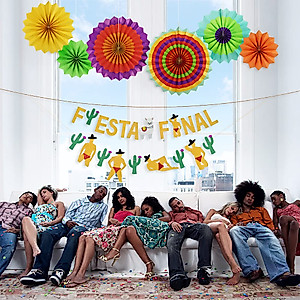 Ecore Fun Banner Mexican Fiesta Theme Party Decor Bachelorette Party Decor Supplies, include Bachelorette Party Fiesta Banner, Glittery Cactus Men Pattern Garland, Fiesta Paper Fans for Party Supplies