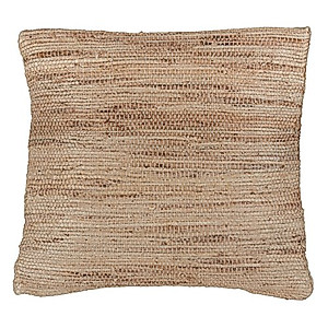 SARO LIFESTYLE Chindi Collection Down-Filled Jute Throw Pillow, 18", Natural