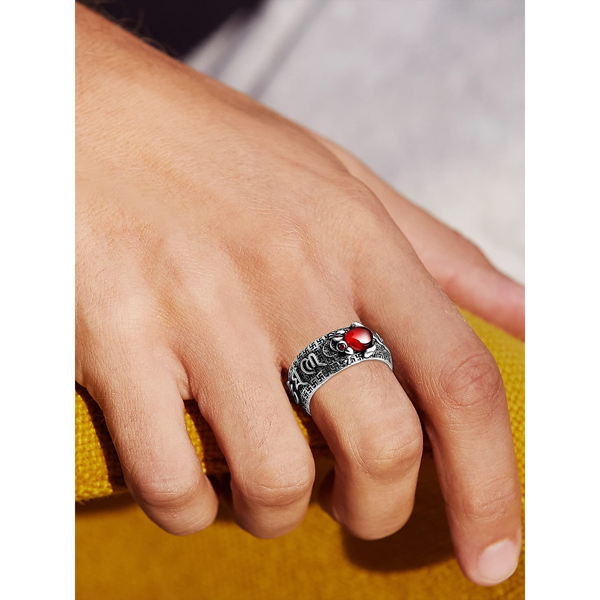 Feng Shui Ring Pixiu Ring Anillo Feng Shui Original Ring Mantra Amulet Protection Wealth Luck Ring Gifts for Men