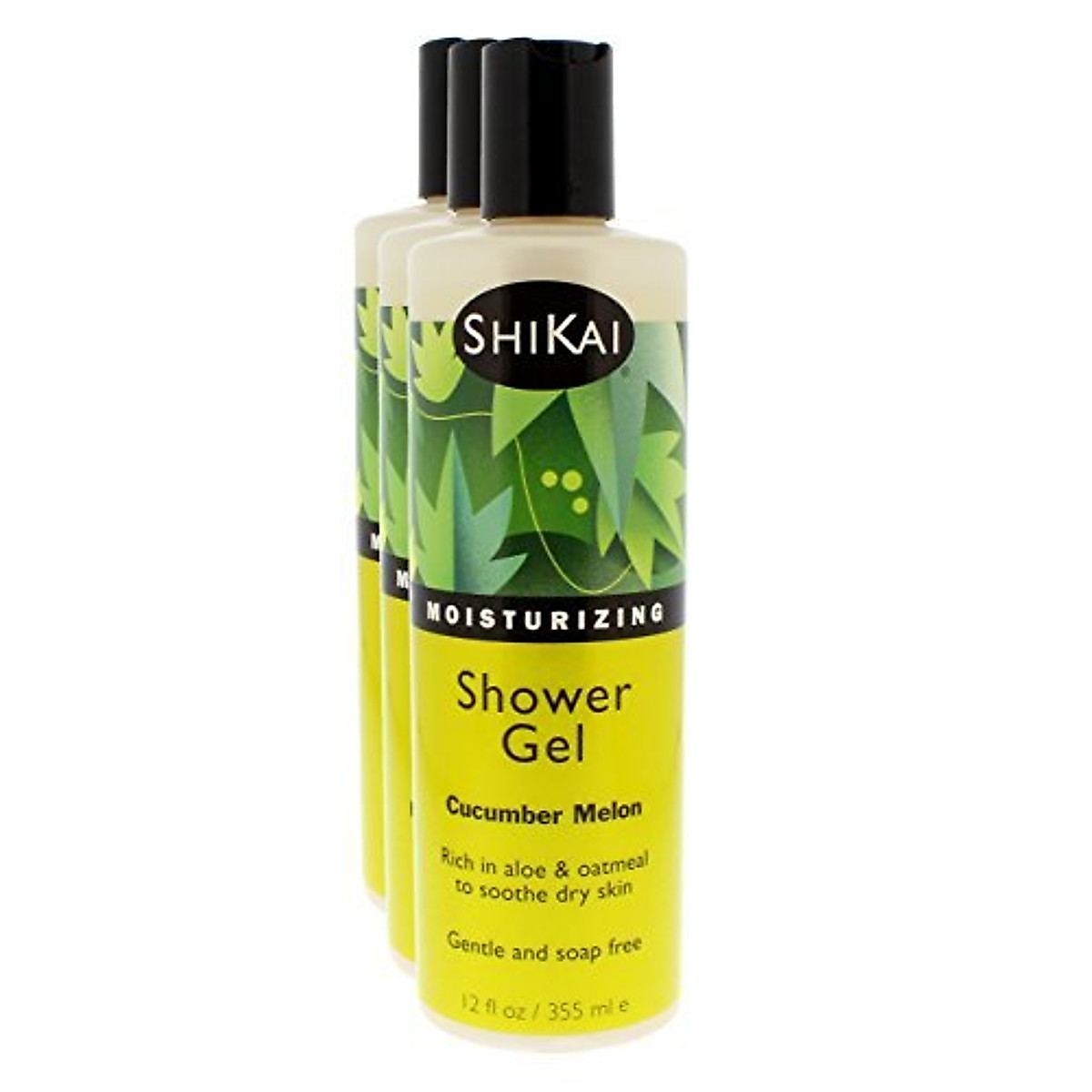 ShiKai Daily Moisturizing Shower Gel (Cucumber Melon, 12oz, Pack of 3) | Gentle Formula | Aloe Vera & Oatmeal for Soft, Healthy Skin | Dry Skin Relief