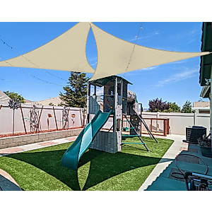 COARBOR 12'x12'x17' Sun Shade Sail Right Triangle Canopy Sunshine Block Heavy Duty Shade Fabric Cover for Outdoor Pergola Yard Patio Deck Carport Garden (Beige)