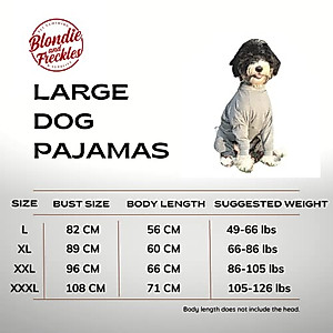 Blondie & Freckles Large Dog Pajamas, Soft Cotton PJs for Big Pups, Lightweight Removable Pullover Pet Jumpsuits, Post Surgery Shirt, Clothing Reduces Shedding & Licking -Pink - 2XL XXL