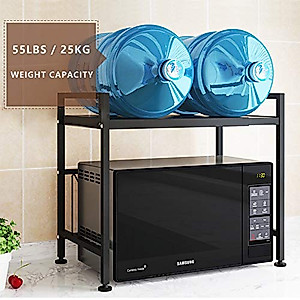 BRIAN & DANY Expandable Microwave Oven Rack, Horizontal Extension Microwave Shelf Stand Kitchen Counter Top Organizer