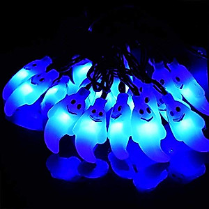 LIUPENGWEI Solar Outdoor Rodgersia String, 30 LED Ghost Globe-Shaped Solar Fairy Lights for Home, Party, Holiday, Christmas Decorations (Blue) Garden Ghost Light