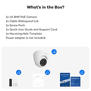 ONWOTE 4K 8MP PoE IP Camera, Smart AI Human Vehicle Detection Activate Bright Spotlights, 128° Wide Viewing Angle, Indoor/Outdoor, 100ft IR, Add on Camera