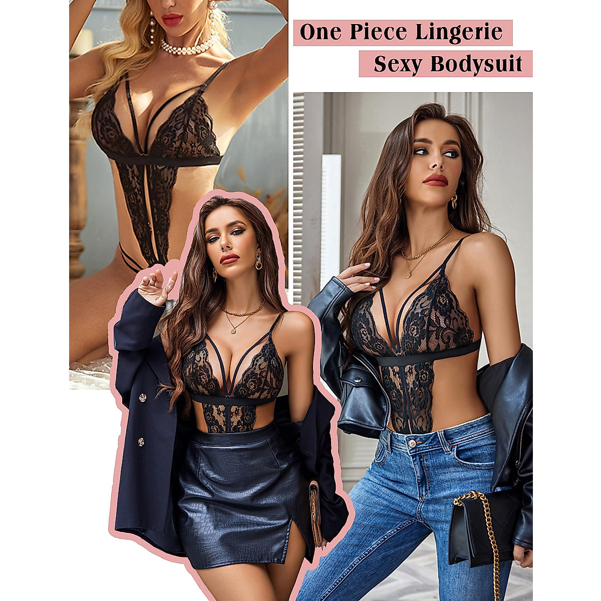 Avidlove Lingerie for Women Mothers Day Gifts Lace Sexy Outfits (Medium, Black)