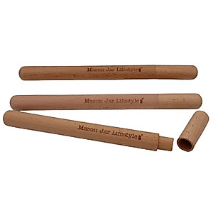 Wood Reusable Straw Carrying Case by Mason Jar Lifestyle - Fits Up To 10" Long and 12mm Wide Straws (3 Pack)