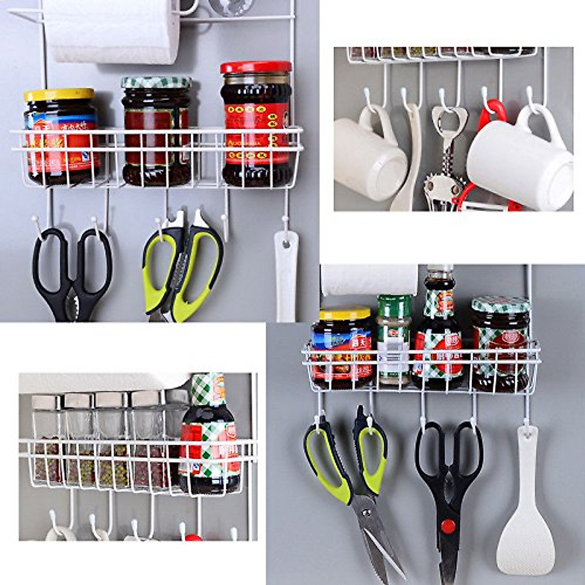 OKOKMALL US--Hot 6 Tier Kitchen Spice Rack Storage Shelf Over Fridge Cabinet Holder Organizer