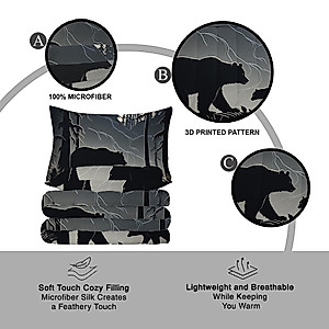 Personalized Black Bear Comforter Set - Bear Bedding Bears Bedding Set Queen Bear Comforter King Cabin Bear Comforter Bear Quilts for Boys Girls Men Women Bedroom Decor Country Bear Comforter Full