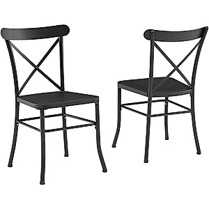 Crosley Furniture Astrid 2-Piece Indoor Outdoor Chair Set, Dining Chairs for Kitchen, Patio, Porch, Deck, Matte Black